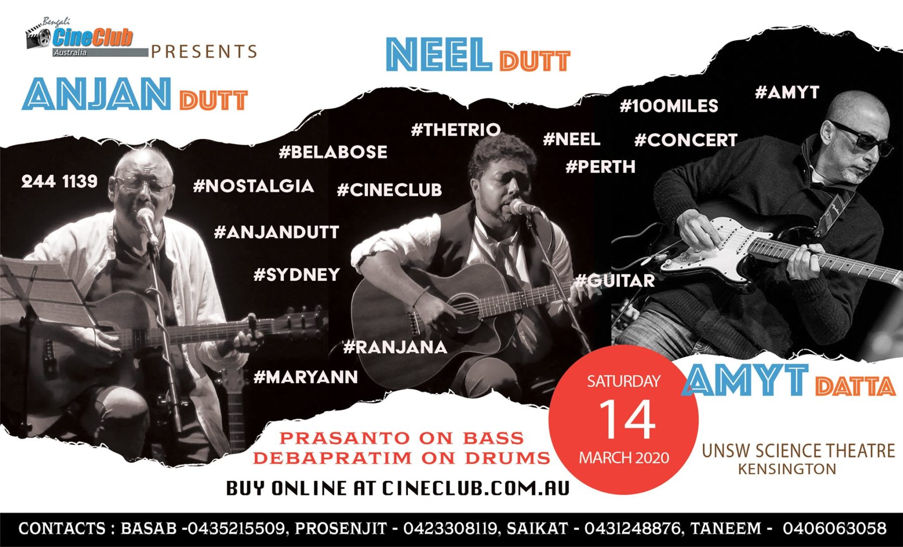 Anjan Dutt, Neel Dutt & Amyt Datta Live || SYDNEY » Radio Gaan Baksho